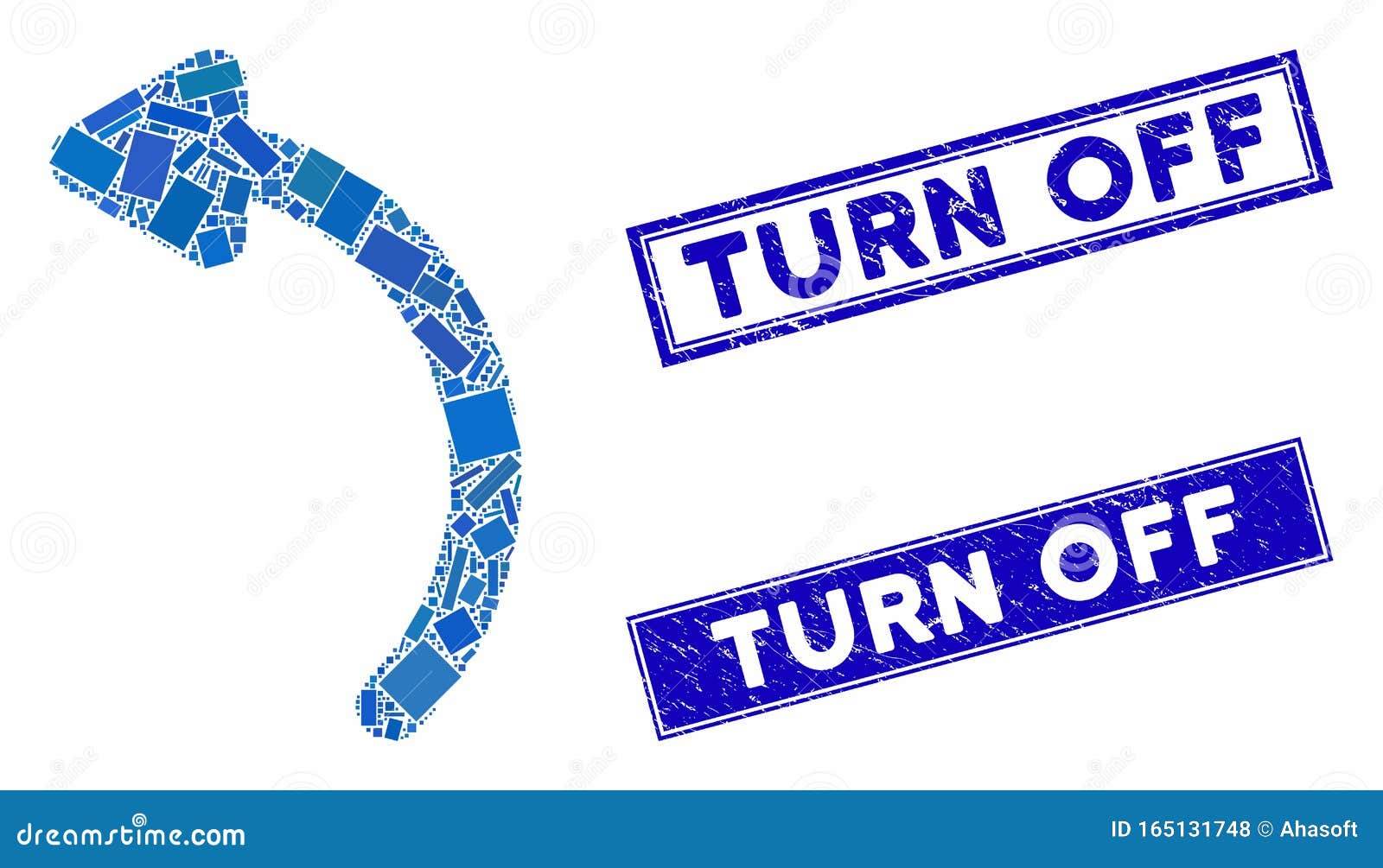 Rotate Left Mosaic and Distress Rectangle Turn Off Stamps Stock Vector ...