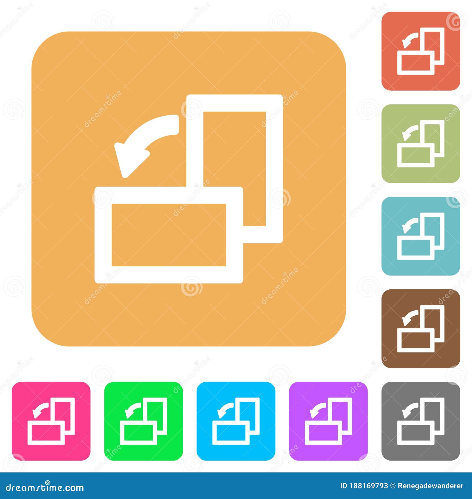 Rotate Left Rounded Square Flat Icons Stock Vector - Illustration of ...