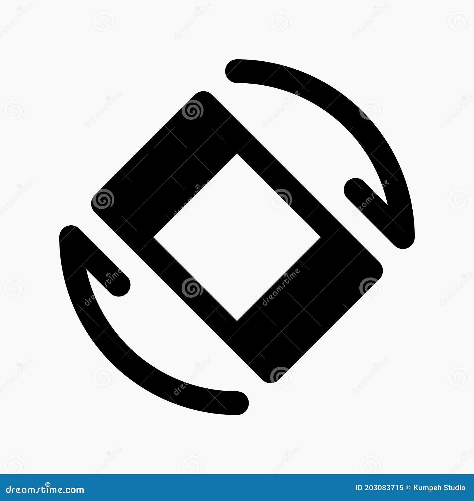 Rotate Phone Icon Black And White Vector Outline Sign | CartoonDealer ...