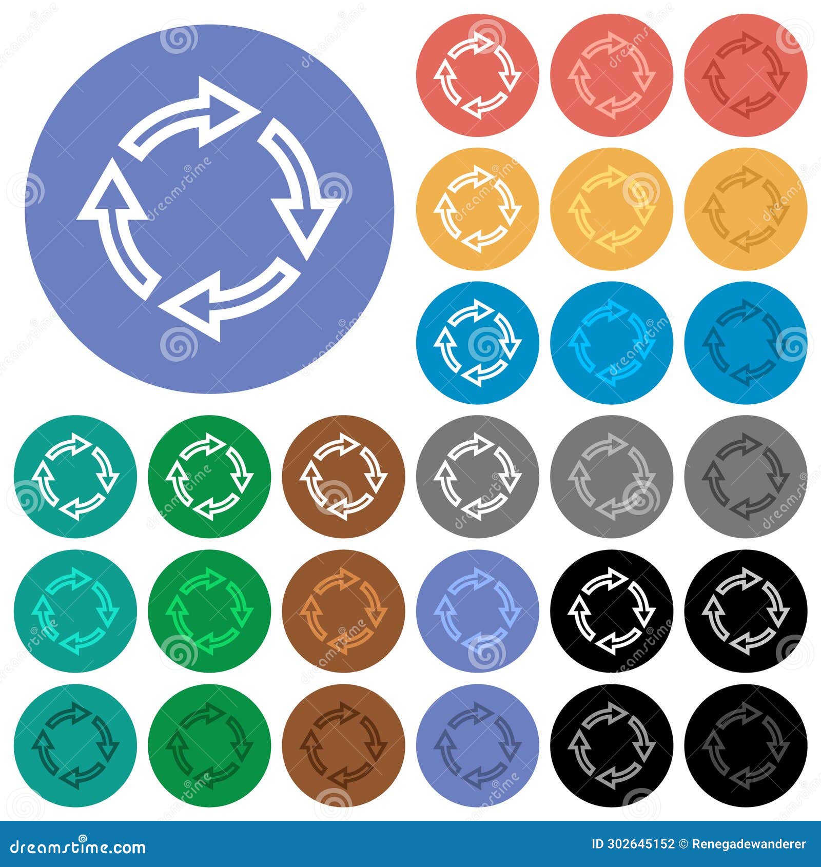 Rotate Right Outline Round Flat Multi Colored Icons Stock Vector ...