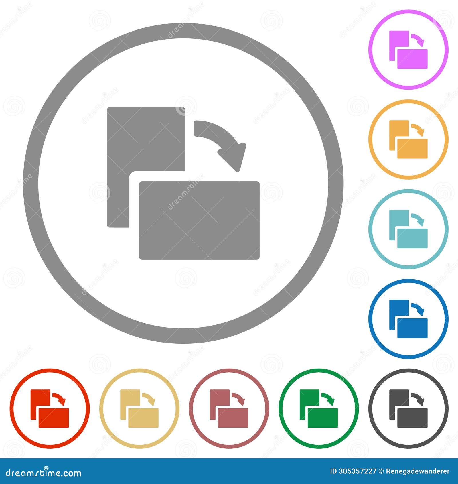 Rotate Right Solid Flat Icons with Outlines Stock Vector - Illustration ...