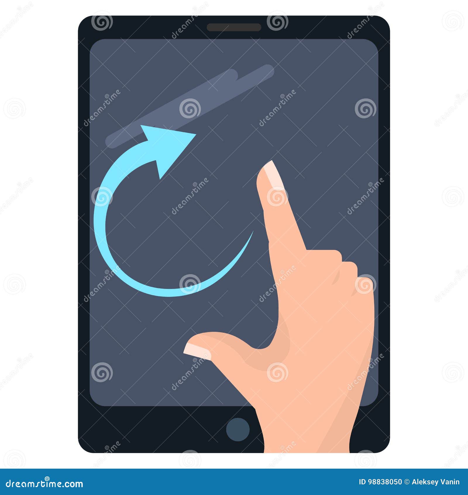 Rotate Right Touch Screen Gesture on Tablet Vector Illustration Stock ...