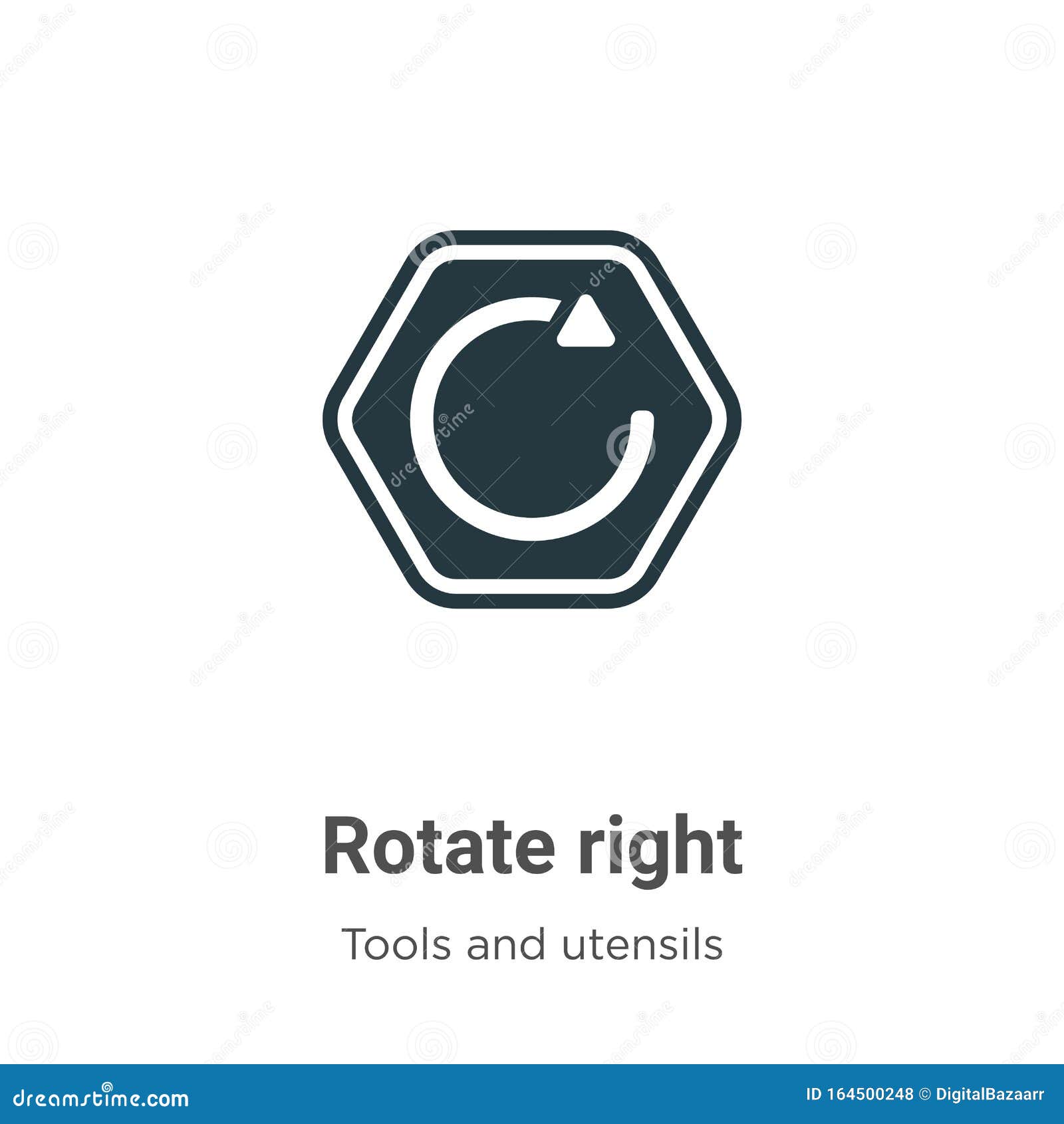 Rotate Right Vector Icon on White Background. Flat Vector Rotate Right ...