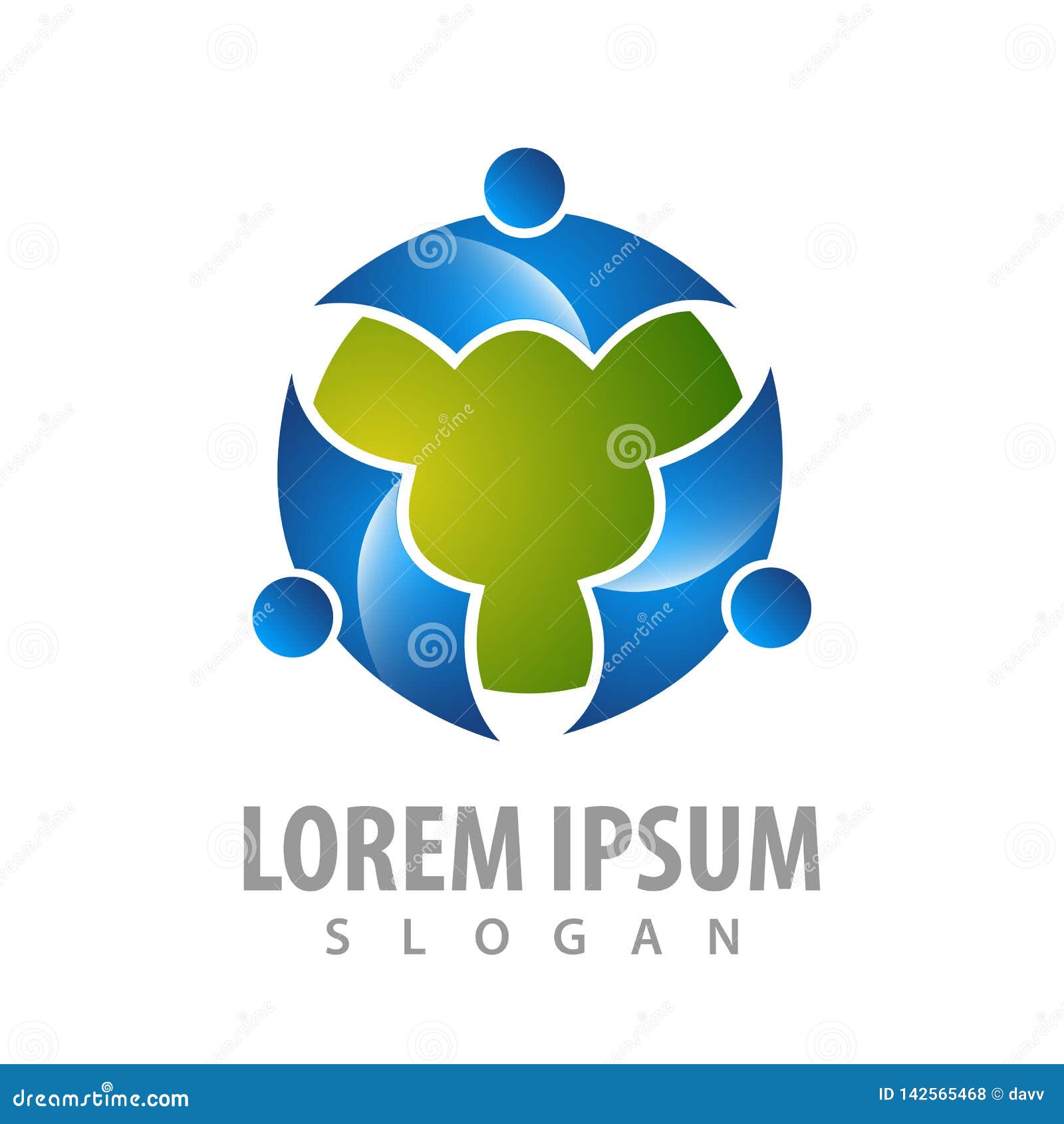 Rotate Three Human in Circle Green Concept Design. Symbol Graphic ...