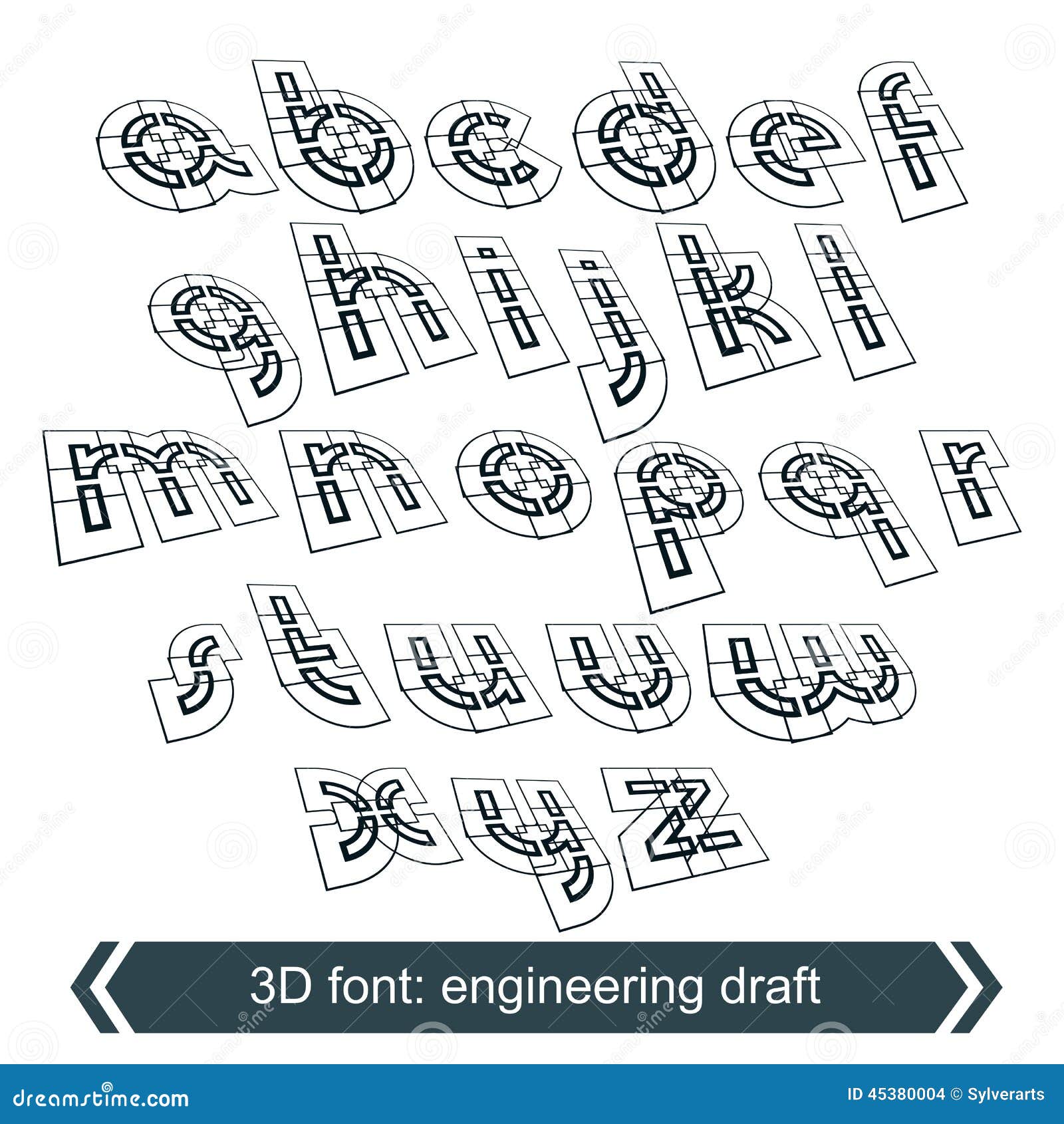 Rotated Constructor Dimensional Script, Vector Letters Stock Vector ...