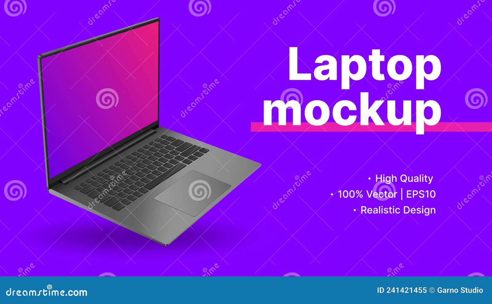 Rotated Laptop Mockup on Violet Background, Banner for Advertisement or ...