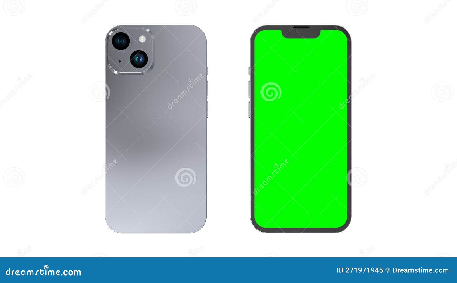 Rotated Smartphone Mockup Front Side with Blank White Screen and ...