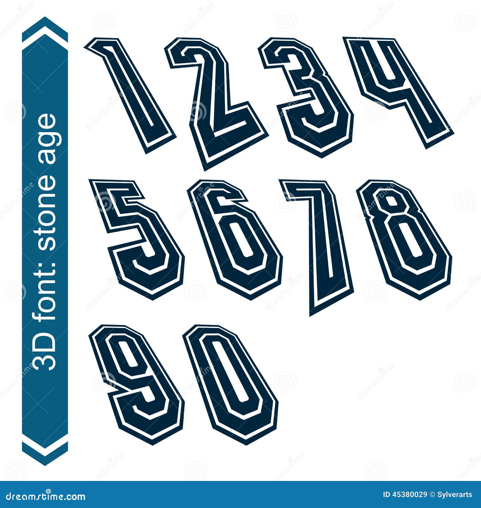 Rotated Smooth Dimensional Numbers, Vector Stock Vector - Illustration ...