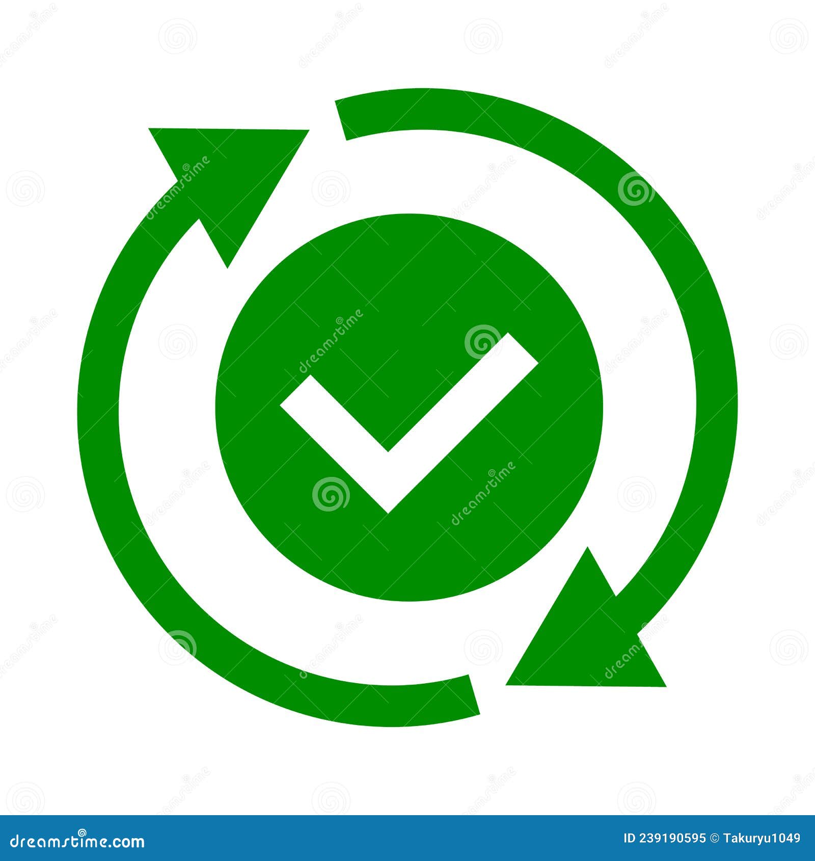 Rotating Arrow and Check Mark Icon. Vectors. Stock Vector ...