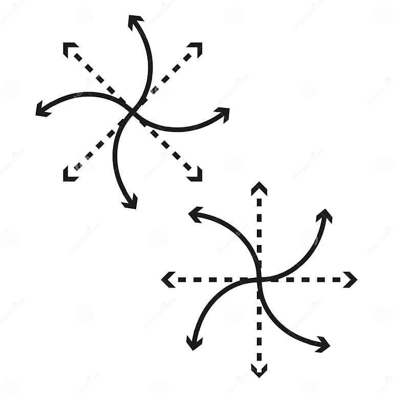Rotating Arrow Graphic. Circular Motion Symbol. Dashed and Solid Lines ...