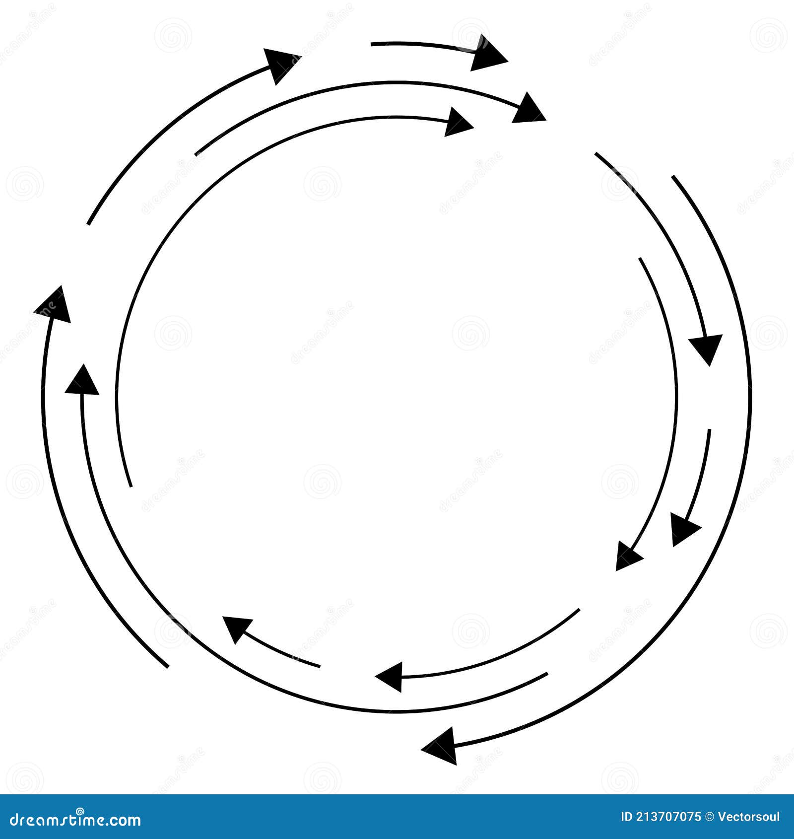 Rotating Arrows Concentric Radial And Circular Arrow Element Stock