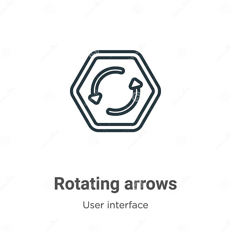Rotating Arrows Outline Vector Icon. Thin Line Black Rotating Arrows ...