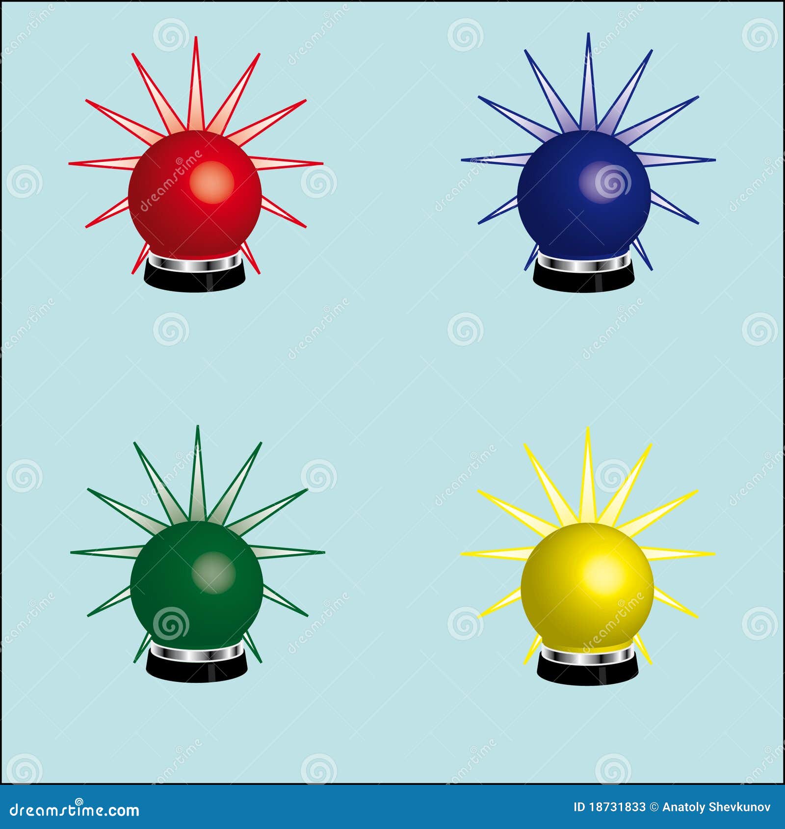 Rotating beacons stock vector. Illustration of green - 18731833