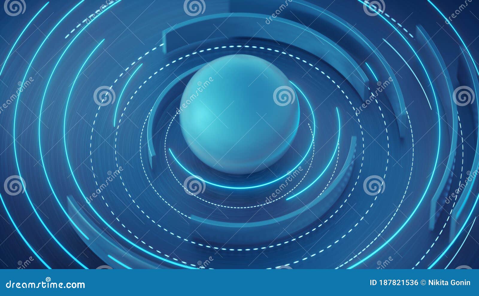 Rotating Blue Circle Elements 3D Rendering Stock Illustration ...