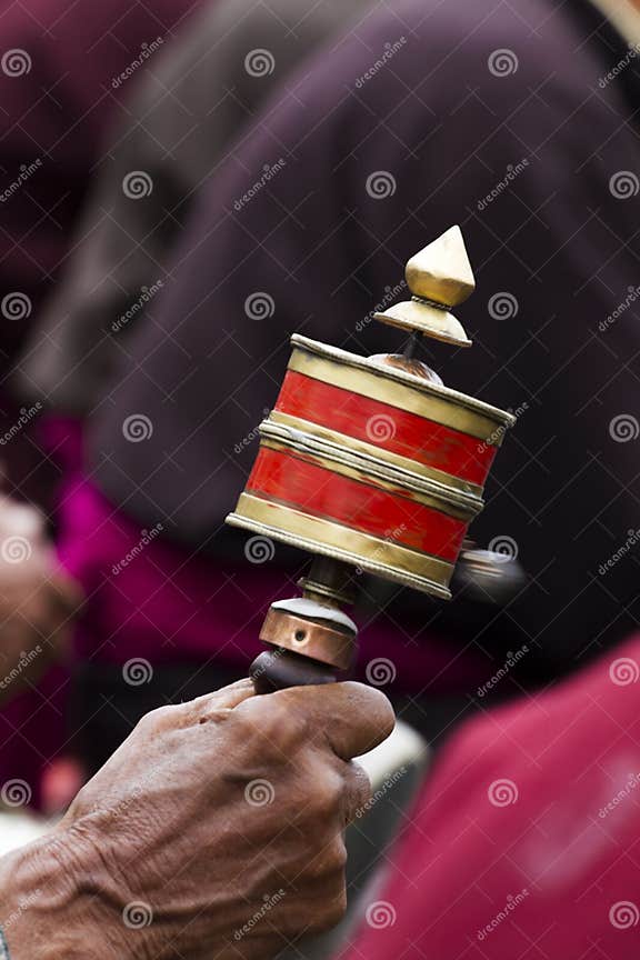 Rotating Buddhist Prayer Wheel Stock Image - Image of traditional ...