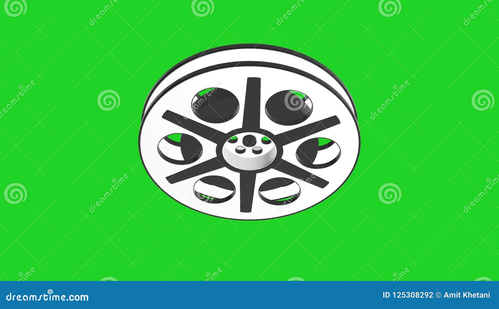 3D Animation of Camera Film Reel, Seamless Loop Animation with Green ...