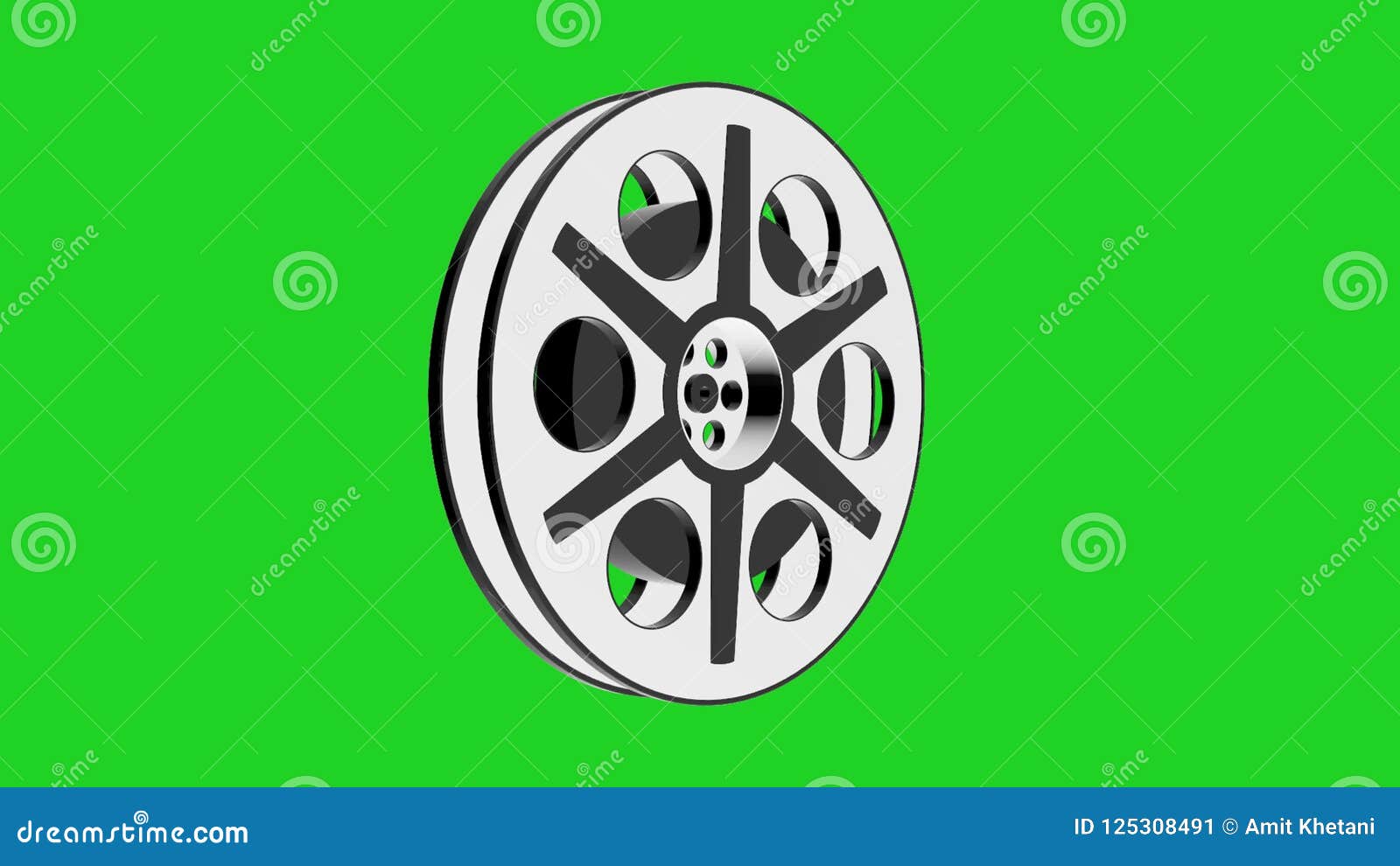 3D Animation of Camera Film Reel, Seamless Loop Animation with Green ...