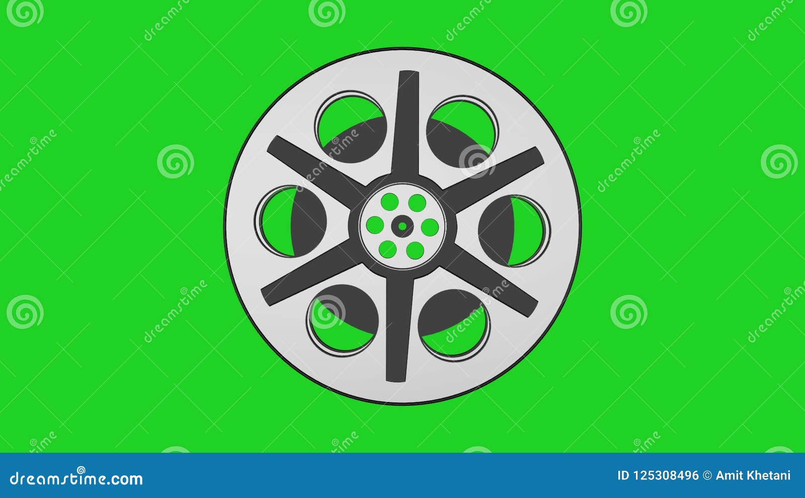 3D Animation of Camera Film Reel, Seamless Loop Animation with Green ...