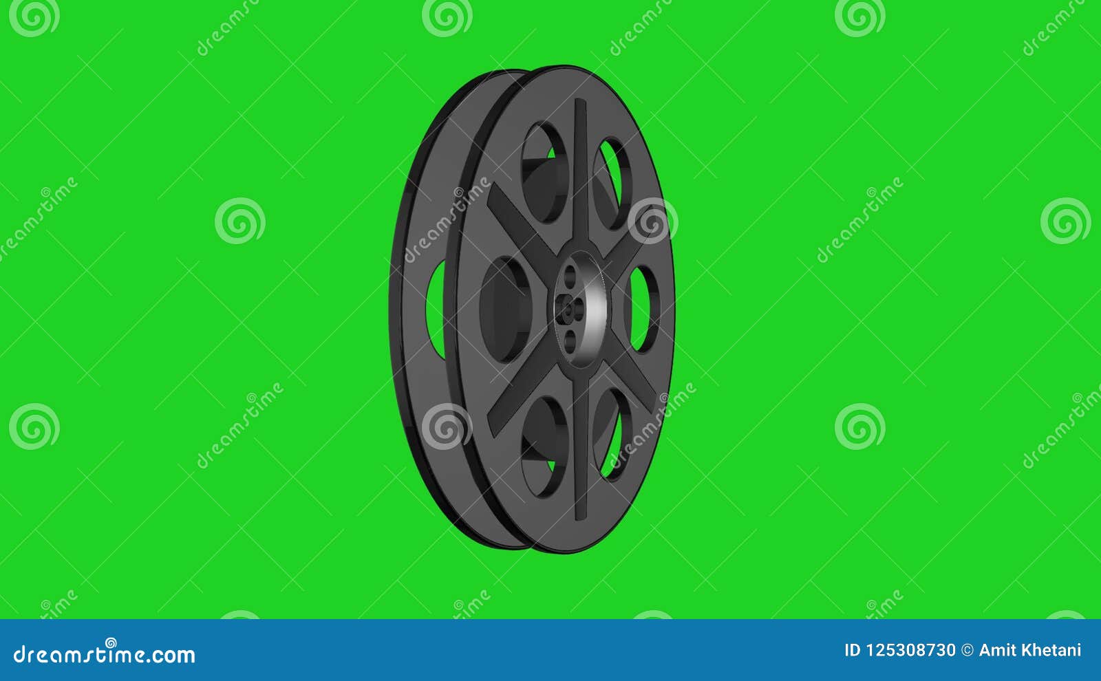 3D Animation of Camera Film Reel, Seamless Loop Animation with Green ...