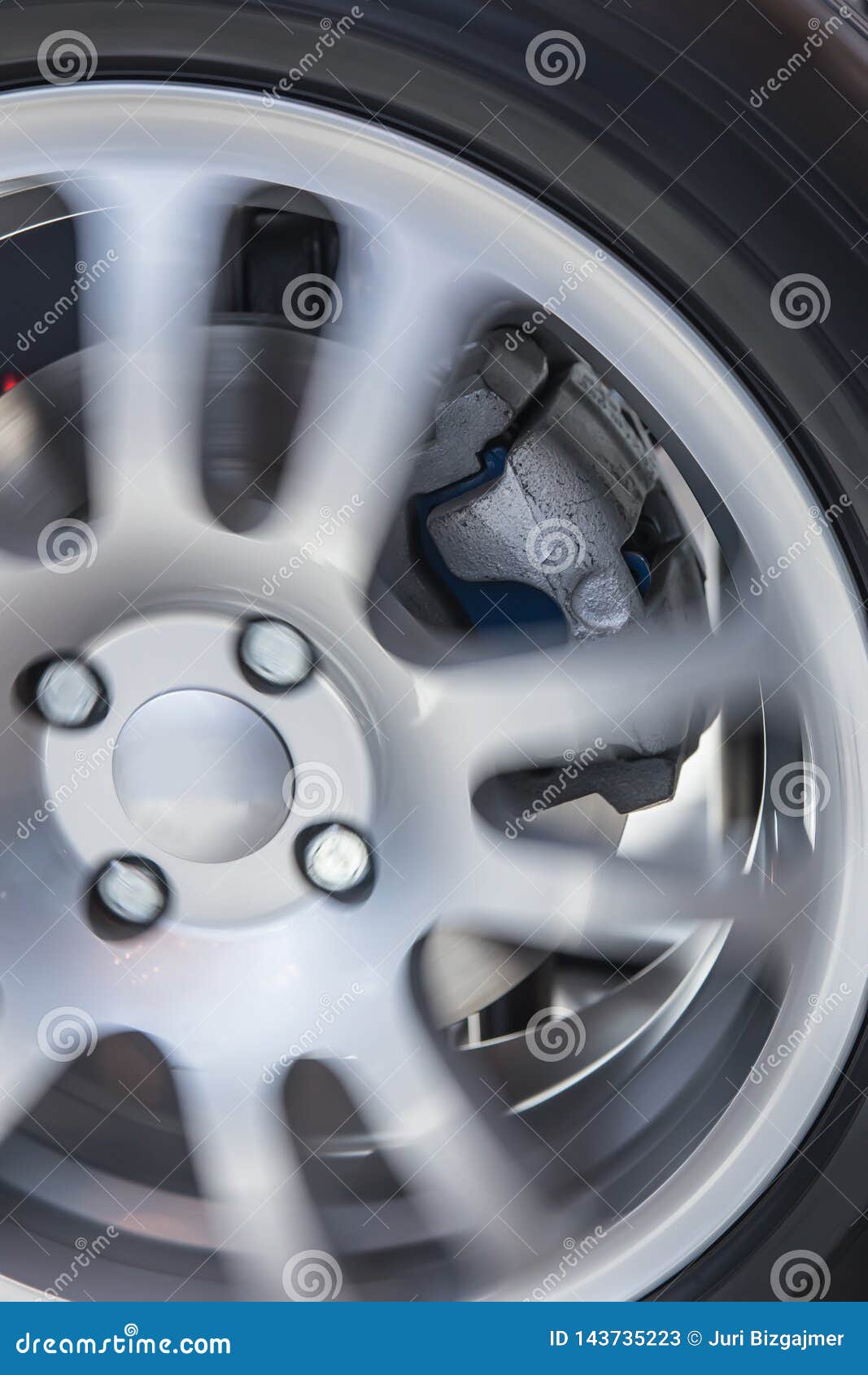 Rotating Car Wheel and Brake Disc Stock Image - Image of dimensional ...