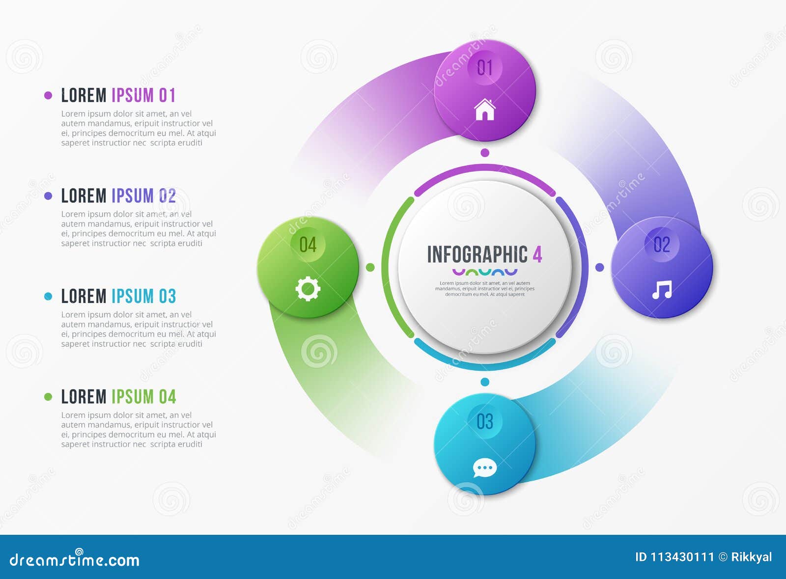 Rotating Circle Chart Template with 4 Options. Vector Design for Stock ...