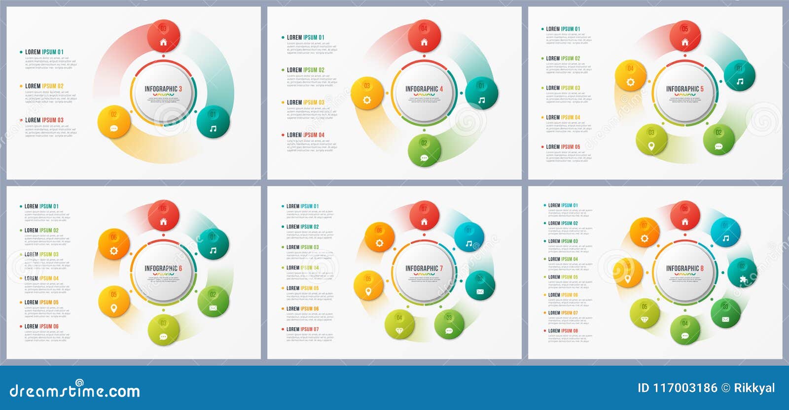 Rotating Circle Chart Templates, Infographic Designs, Visualizat Vector ...