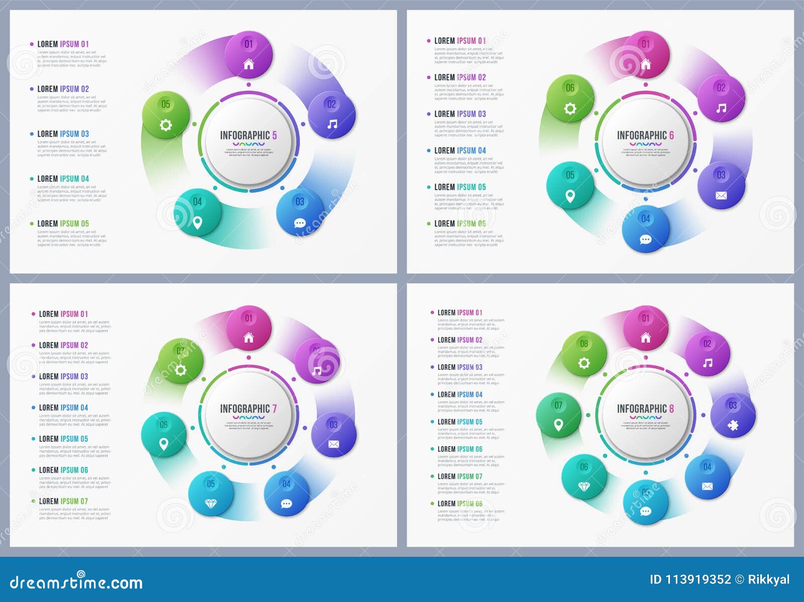 Rotating Circle Chart Templates, Infographic Designs, Visualizat Vector ...