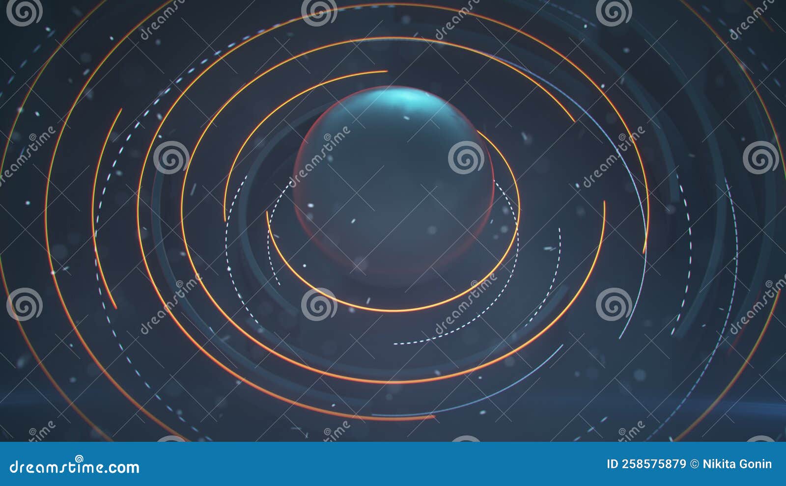 Rotating Circle Elements and Particles 3D Rendering Illustration Stock ...