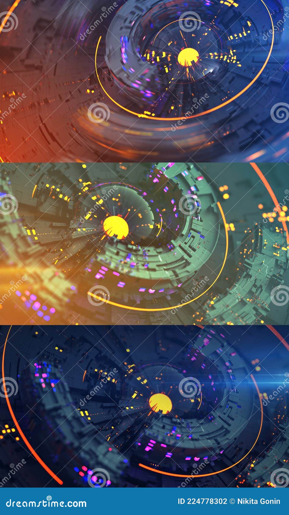 Rotating Circle Elements Set of 3D Rendering Illustrations Stock ...