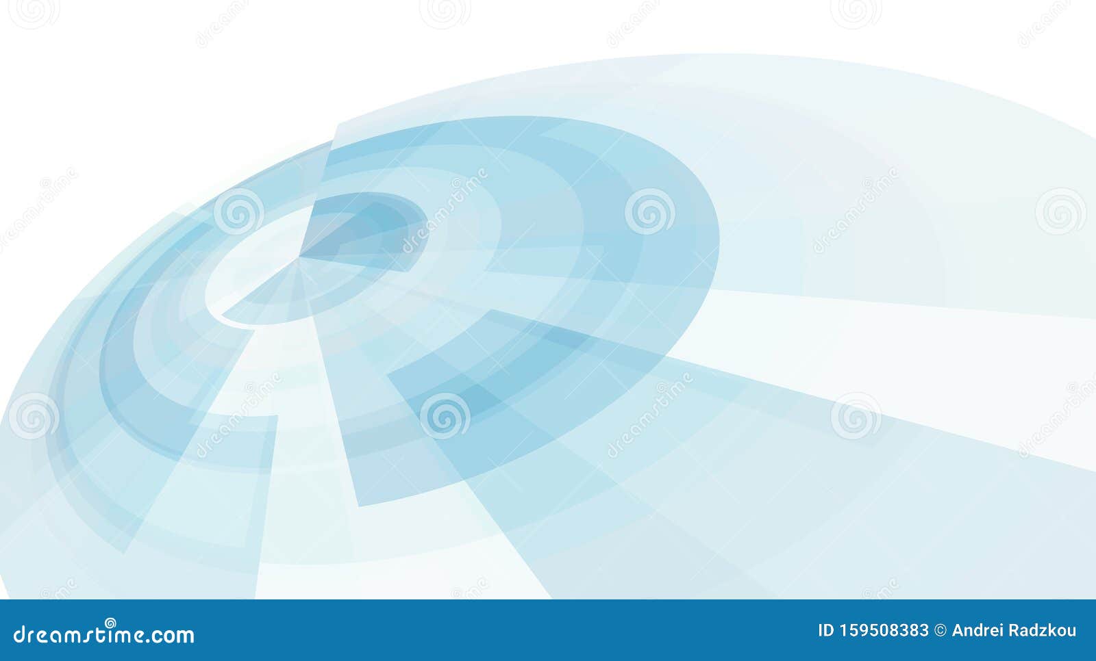 Rotating Circles of Translucent Light Blue Elements on a White. Tech ...