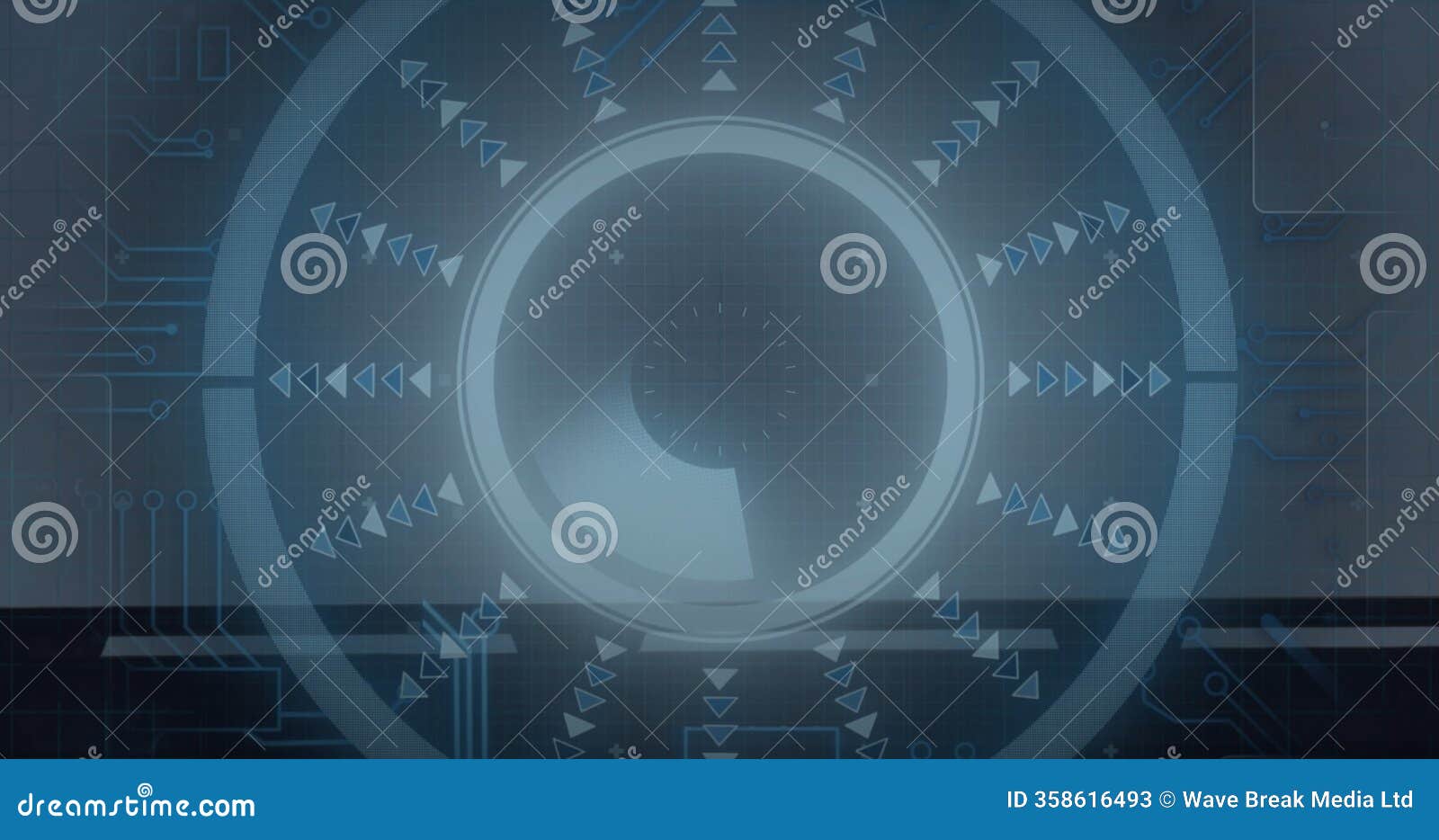 Rotating Circular Interface With Arrows And Symbols, Futuristic ...