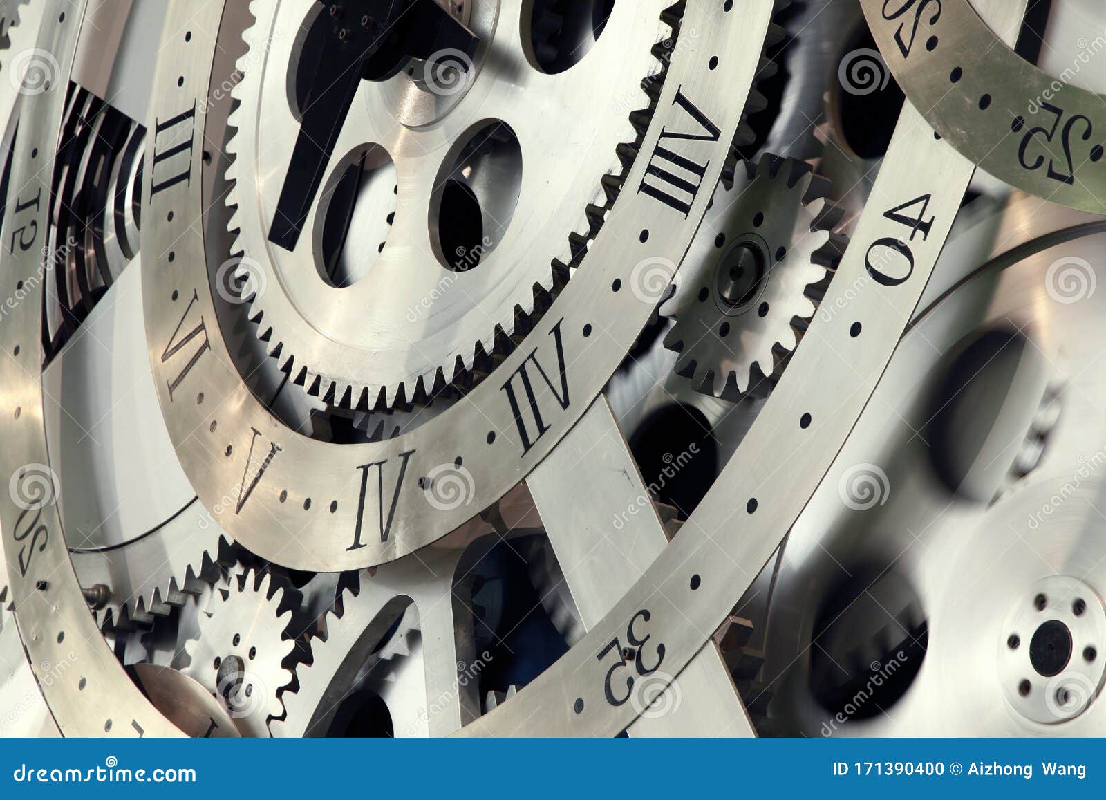 Rotating clock, close-up stock photo. Image of metallic - 171390400