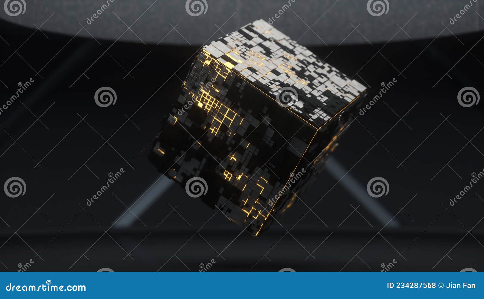 Rotating Cube and Materials, Circuits Structure, 3d Rendering Stock ...