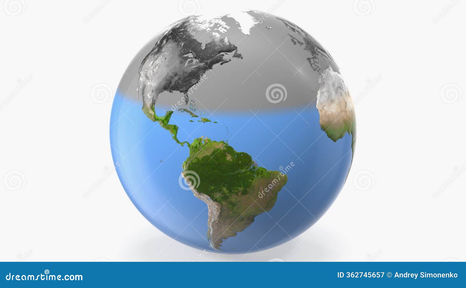 Rotating Earth Model with Gradient Hemisphere Texture Stock Image ...
