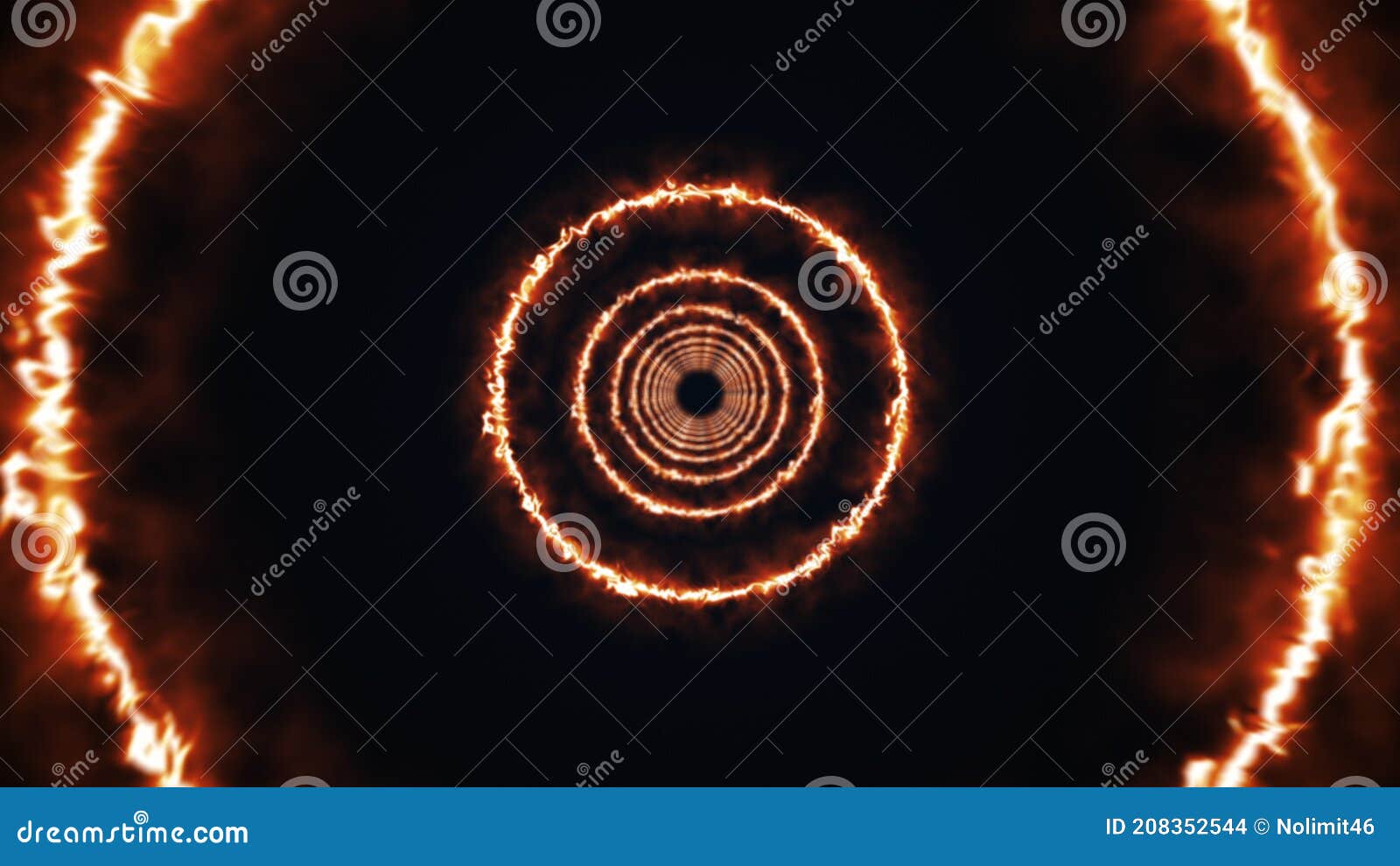 Rotating Fire Rings Form an Endless Long, Computer Generated. 3d ...