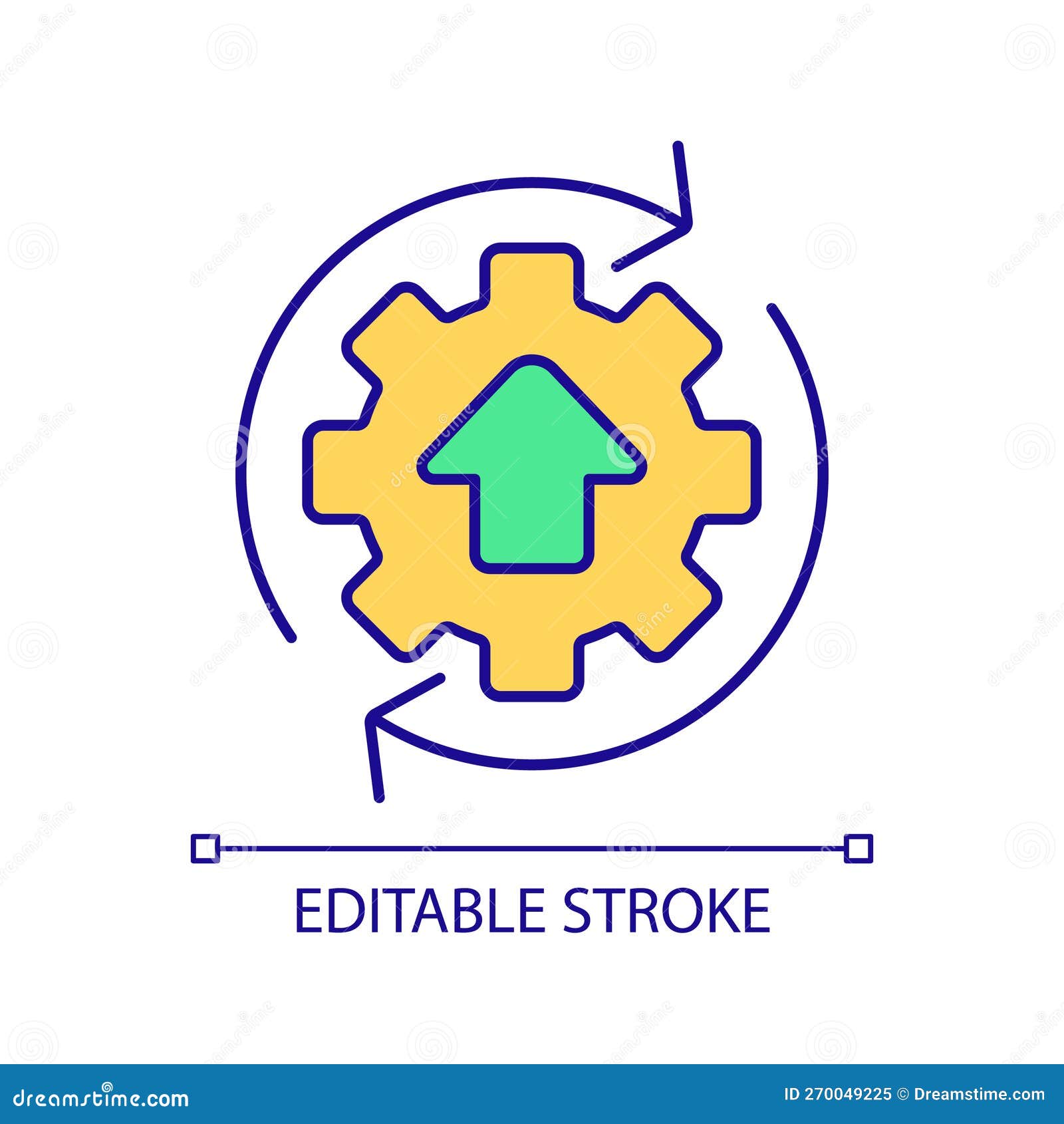 Rotating Gear with Upward Arrow RGB Color Icon Stock Vector ...