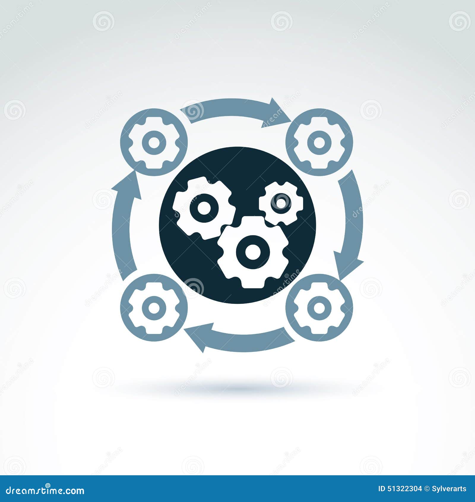 Rotating Gears and Cogs System Theme Icon, Vector Stock Vector ...