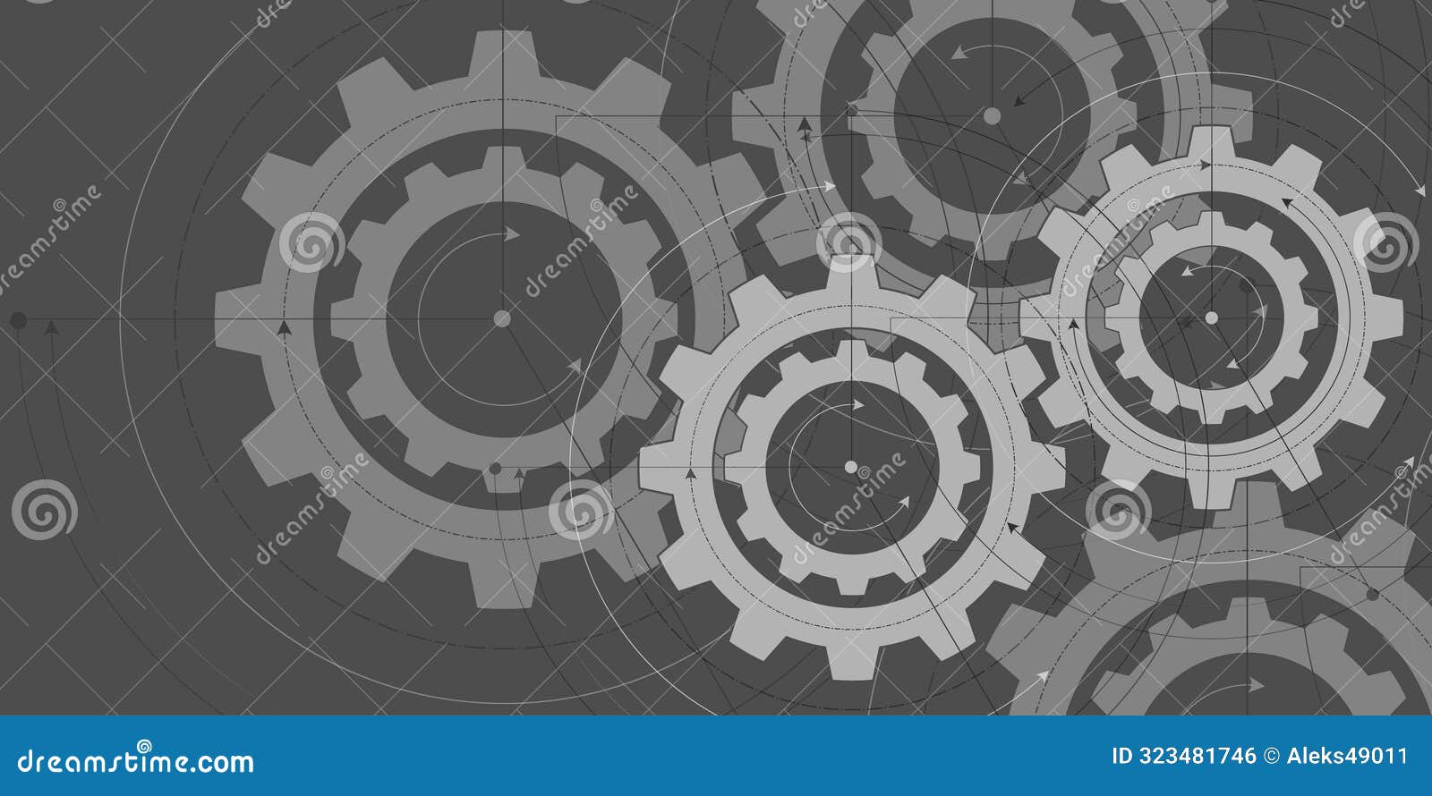 Rotating Gears. Engineering Industry. Technology Banner. Vector ...