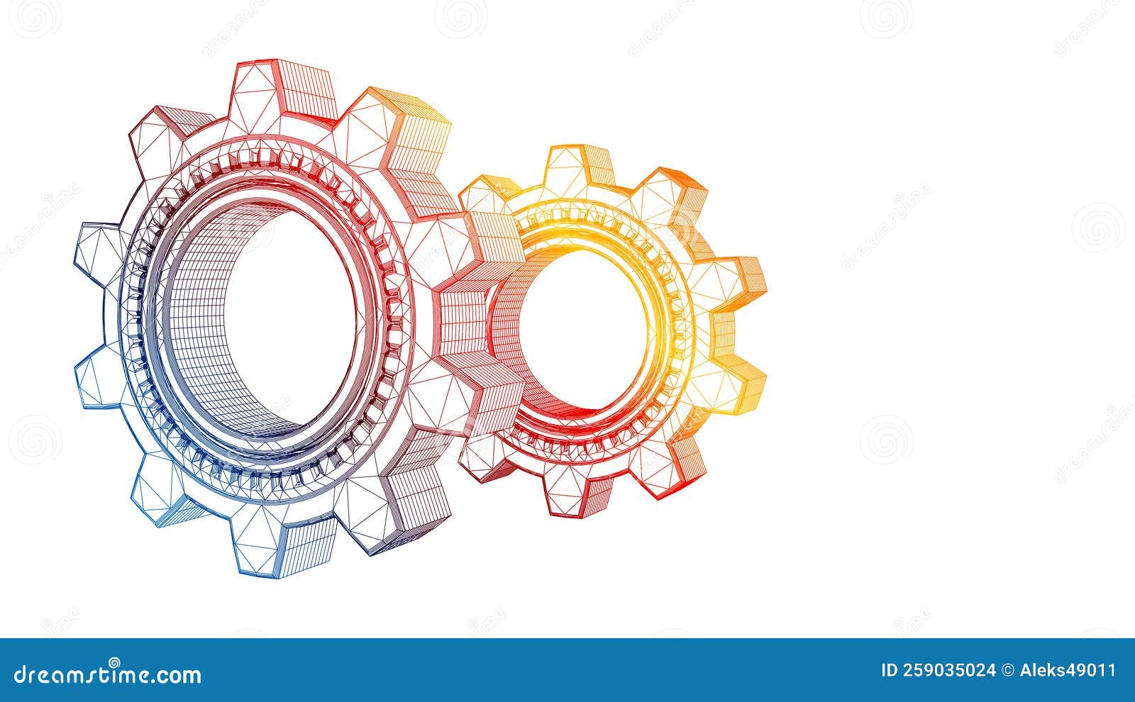 Rotating Gears.Engineering Technical Drawing on a White Background.3D ...