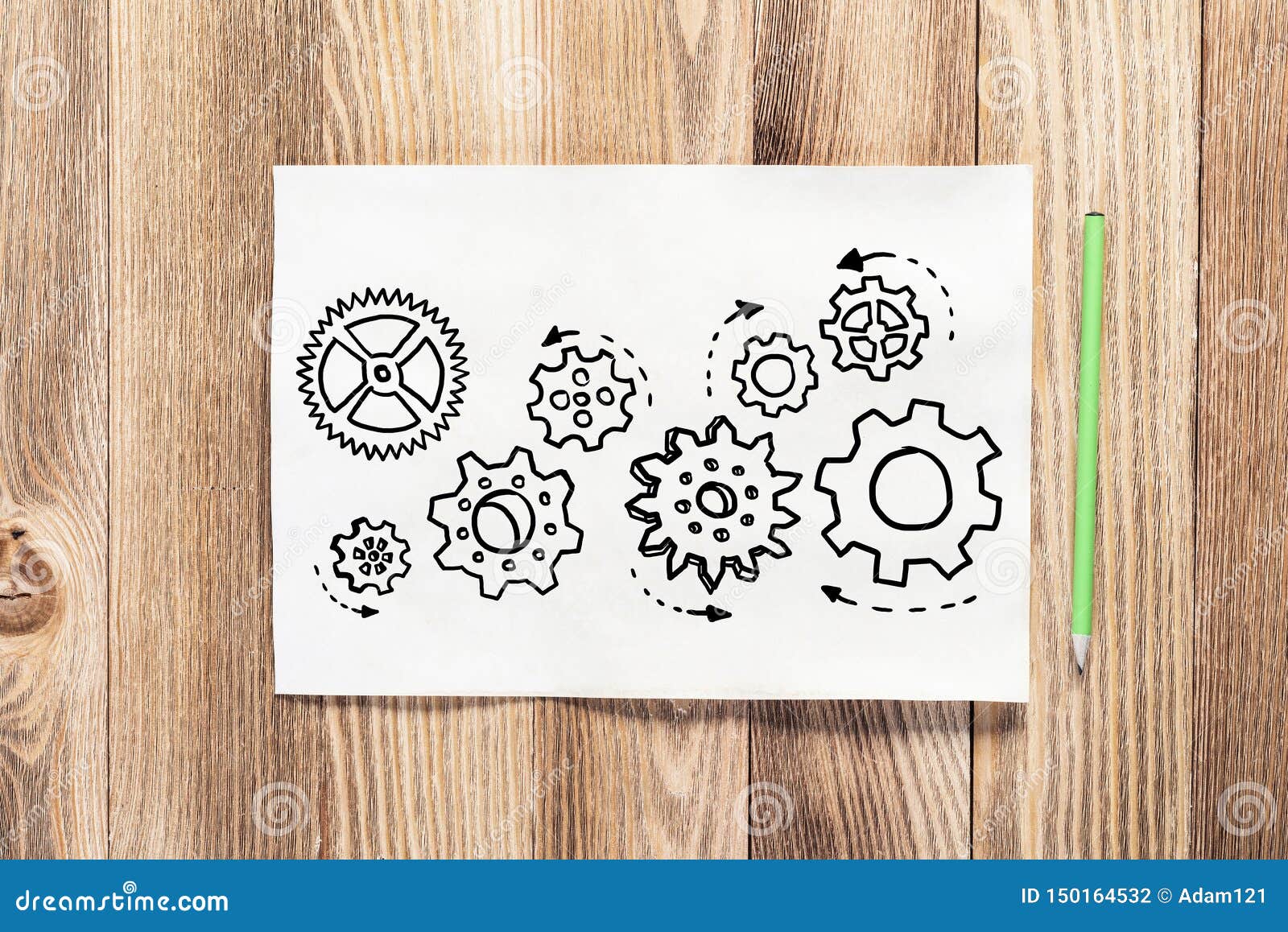 Rotating Gears Pencil Hand Drawn Stock Photo - Image of engineering ...