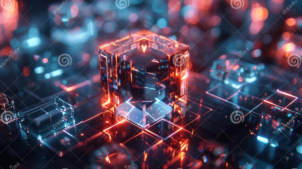 Rotating Glass Cube - Abstract 3D Animation Loop Stock Illustration ...
