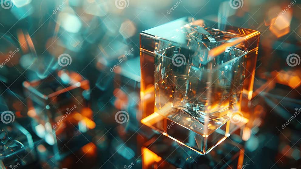 Rotating Glass Cube - Abstract 3D Animation Loop Stock Illustration ...