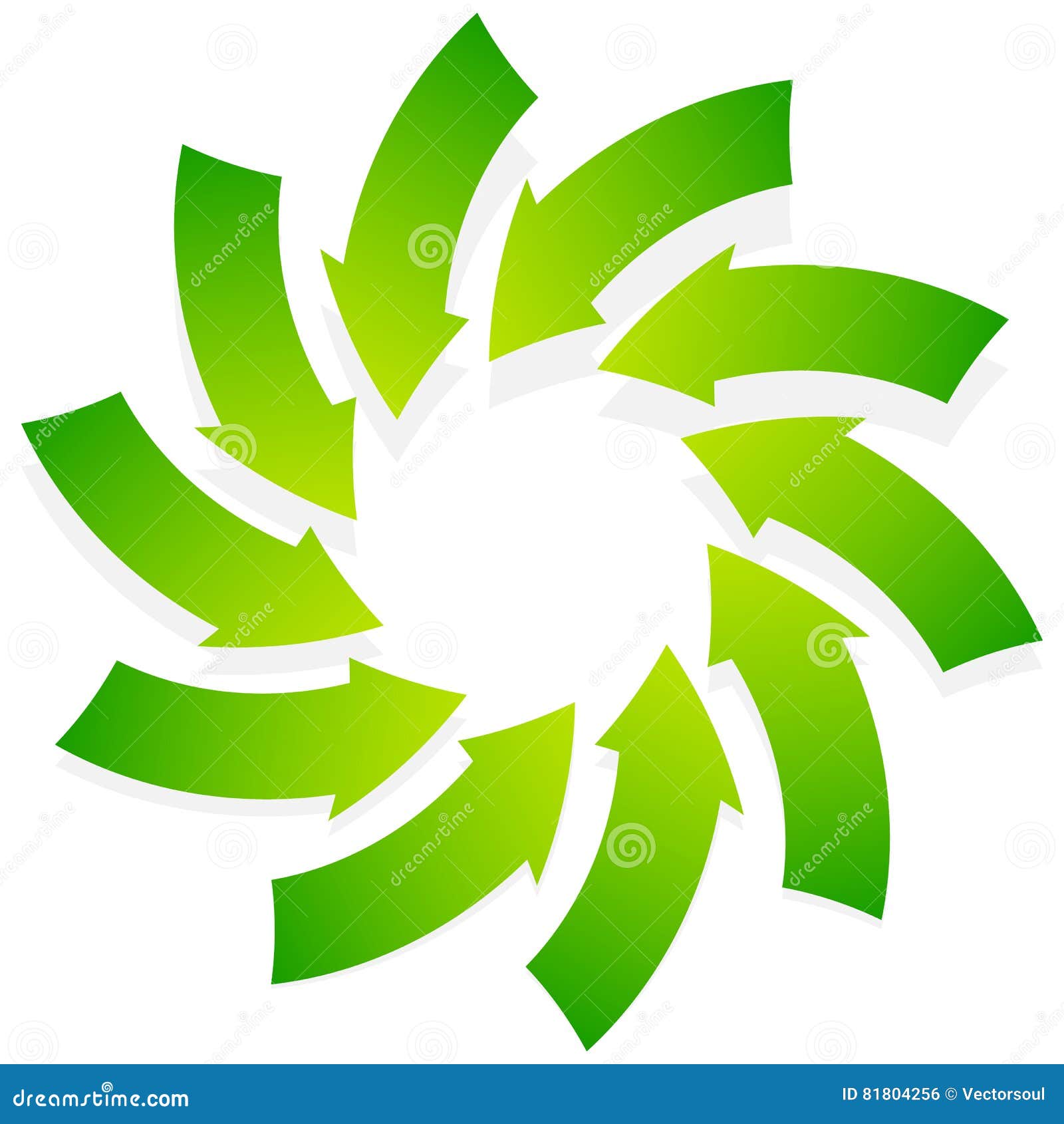 Rotating Green Arrows Point Inwards / Inside. Abstract Shape Wit Vector ...