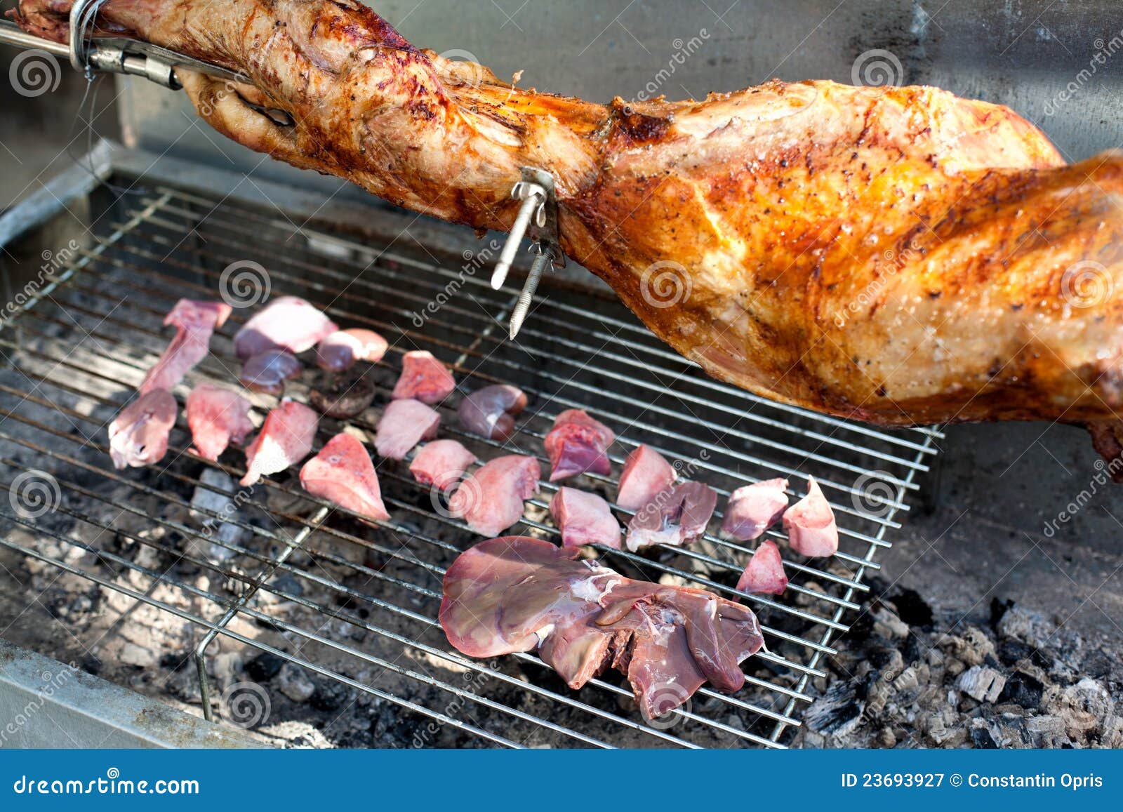 Rotating gril bbq stock image. Image of grill, meat, full - 23693927