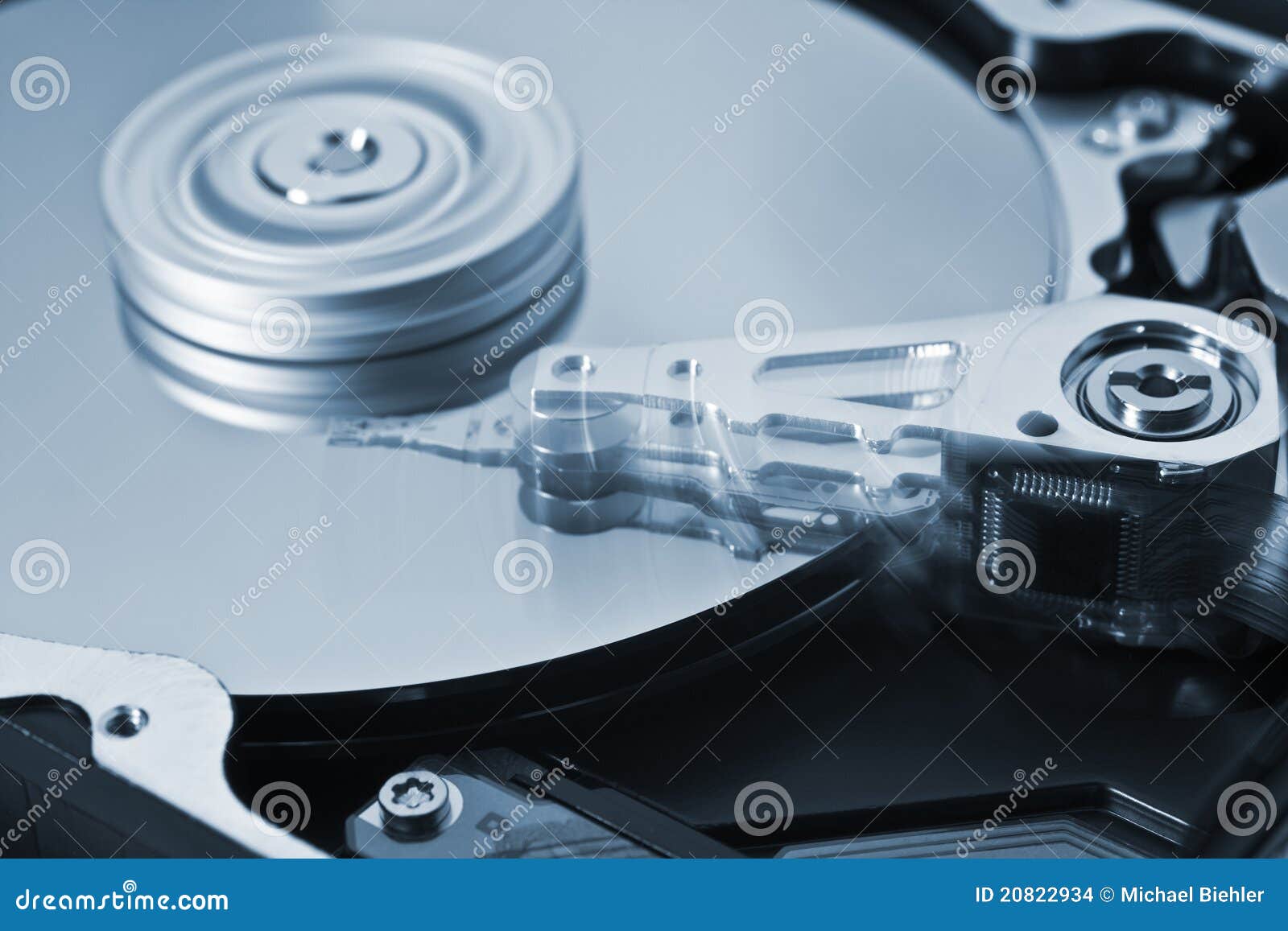 Rotating Hard Disk Drive with Moving Head Stock Photo - Image of ...
