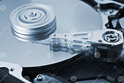 Rotating Hard Disk Drive with Moving Head Stock Photo - Image of ...