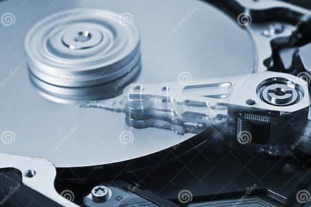 Rotating Hard Disk Drive with Moving Head Stock Photo - Image of ...