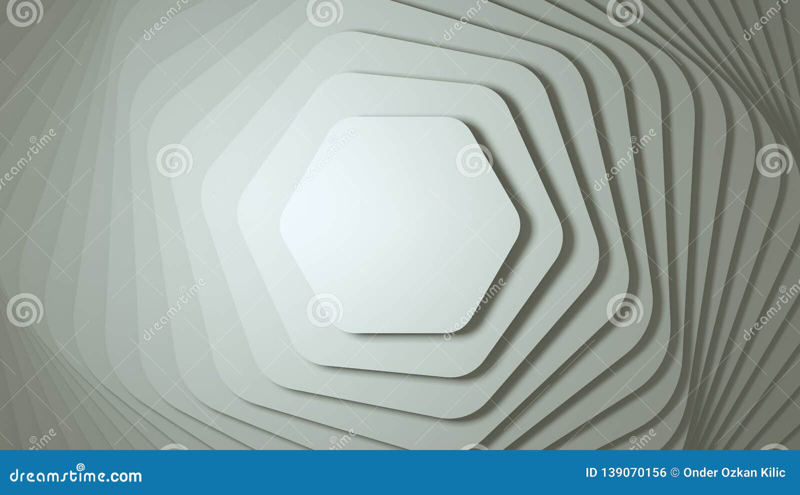 Rotating Hexagon of Different Sizes on White Background. Stock ...
