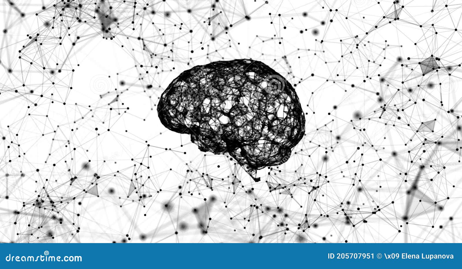 Rotating Human Brain. Plexus Structure Evolving Around. Seamless Loop ...