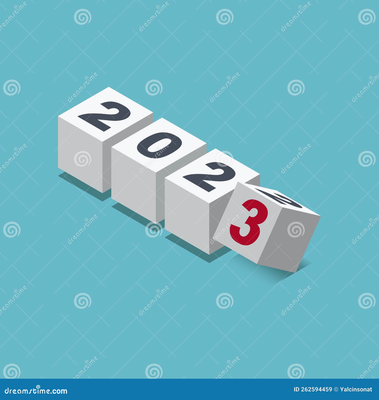 Rotating Isometric Cubes with Text 2022 and 2023. New Year, Countdown ...